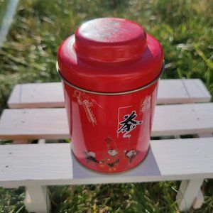 Kitchen | Red Chinese Tea Tin Brown Chinese Tea Cantea Container Tea ...